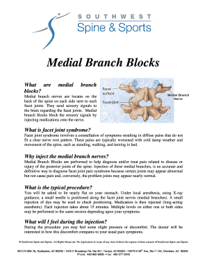 Fillable Online Medial Branch Blocks What are medial branch blocks? Fax ...