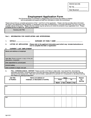 Fillable Online spinney cambs sch Employment Application Form ...