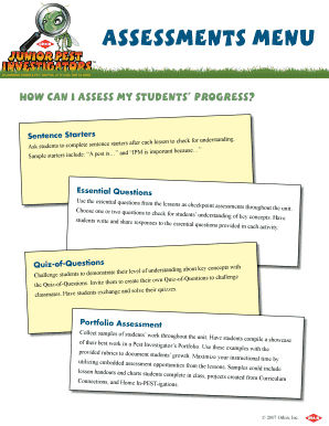 Fillable Online ASSESSMENTS MENU Fax Email Print - pdfFiller