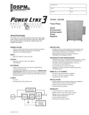 Fillable Online Catalog Number Project Notes Signature Date 15 kVA 125 ...