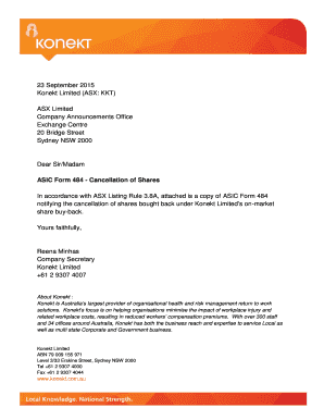 Fillable Online ASIC Form 484 - Cancellation of Shares Fax Email Print ...