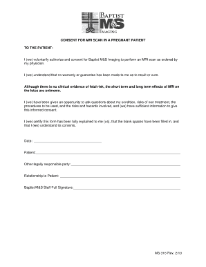 Fillable Online M&S Imaging Pregnant Patient MRI Scan Consent Form Fax ...