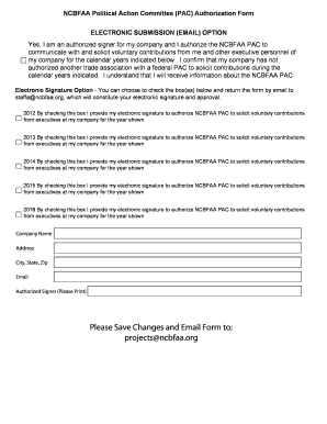 Fillable Online ncbfaa BFormb for PAC Solicitation - NCBFAA Fax Email Print - pdfFiller