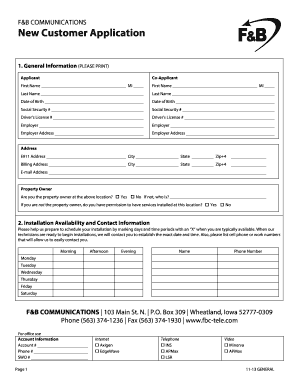 Fillable Online fbc New Customer Application - bfbcbbbzb Fax Email ...