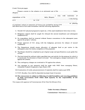 Fillable Online arunachalfinance ANNEXURE-5 Contd Form pre pages Rupees ...