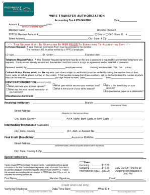 Fillable Online piedmontplus Wire Transfer Authorization - Piedmont ...