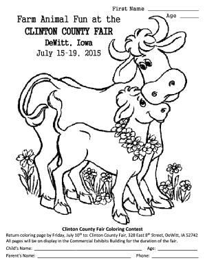 Fillable Online First Name Farm Animal Fun at the Age CLINTON COUNTY ...