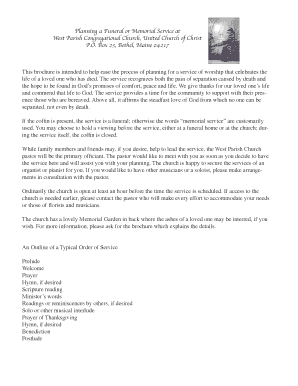 Fillable Online Planning a Funeral or Memorial Service at Fax Email ...