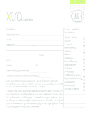 Fillable Online Xtra Application Form - W&H Fax Email Print - pdfFiller