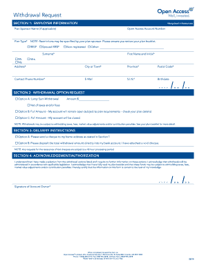 Fillable Online Withdrawal Request - Open Access Fax Email Print ...