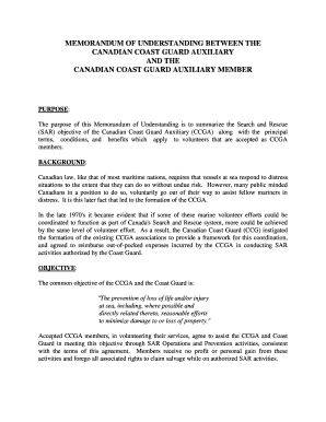 Fillable Online ccga-m En Memorandum of Understanding - The Canadian ...