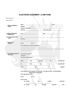 Fillable Online lion co ELECTRONIC EQUIPMENT CLAIM FORM Insurers Claim ...