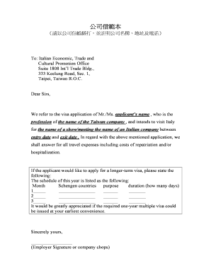 Fillable Online italy org sample of letter from Taiwan company doc Fax ...