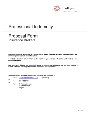 Fillable Online Professional Indemnity Proposal Form - Apex Insurance ...