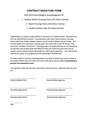 Fillable Online CONTRACT bSIGNATURE FORMb Fax Email Print - pdfFiller