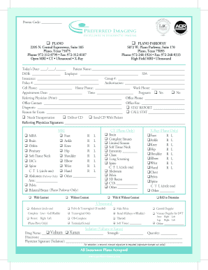 Fillable Online Referring Physician Signature - Preferred Imaging Fax ...