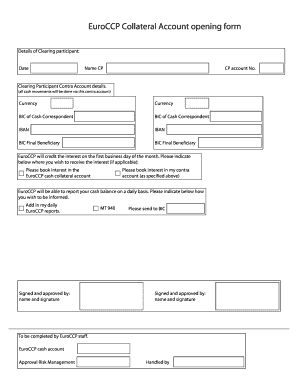 Fillable Online EuroCCP Collateral Account opening form Fax Email Print - pdfFiller