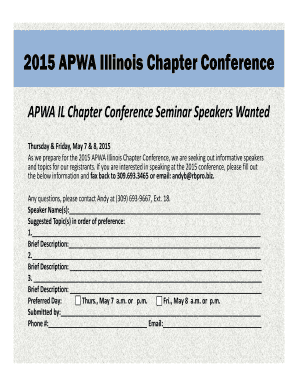 Fillable Online APWA IL Chapter Speaker Form.pdf - APWA Illinois ...