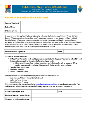 Fillable Online ADOM-VCS Request for Release of Records Form Fax Email ...