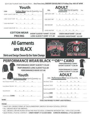 Fillable Online SL champ ORDER FORM copy Fax Email Print - pdfFiller