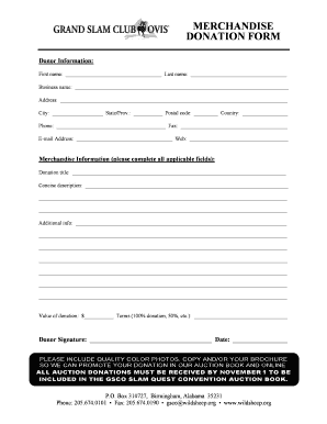 Fillable Online superslam MERCHANDISE DONATION FORM - Super Slam ...