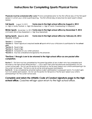 Fillable Online williamsburg k12 pa Instructions for Completing Sports ...