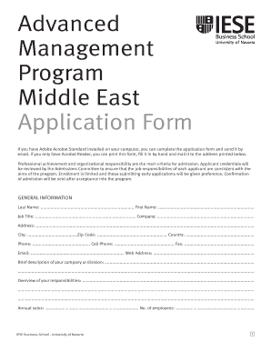 Fillable Online iese Advanced Management bProgramb Middle East bApplicationb Form Fax Email ...