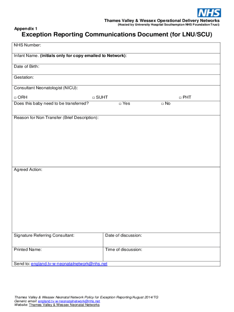 Fillable Online N9 exception reporting form Fax Email Print - pdfFiller