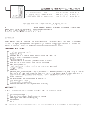 Fillable Online CONSENT TO PERIODONTAL TREATMENT Fax Email Print ...