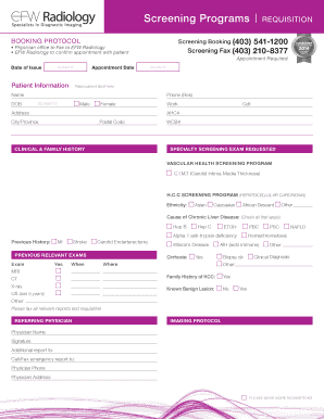Fillable Online Screening Programs REQUISITION - EFW Radiology Fax ...
