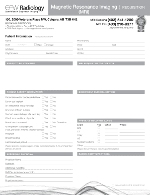 Fillable Online Magnetic Resonance Imaging MRI - befwradbbcomb Fax ...