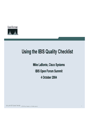 Fillable Online Using the IBIS Quality Checklist Fax Email Print ...