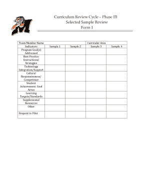 Fillable Online marshfieldschools Phase III Selected Sample Review Form ...