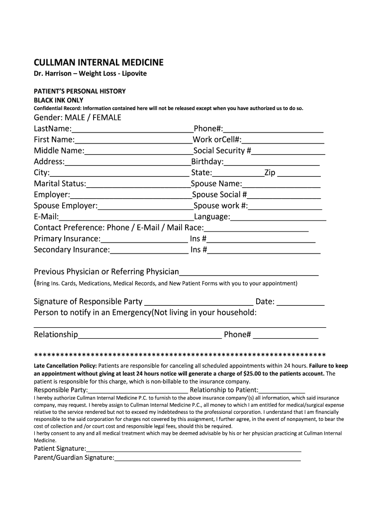 Fillable Online Dr. Adam Harrison Medical Weight Loss Forms (.pdf ...