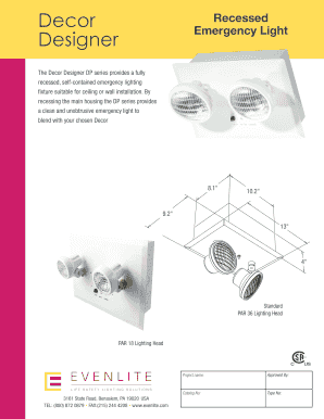 Fillable Online Decor Recessed Designer Emergency Light - Evenlite Inc ...