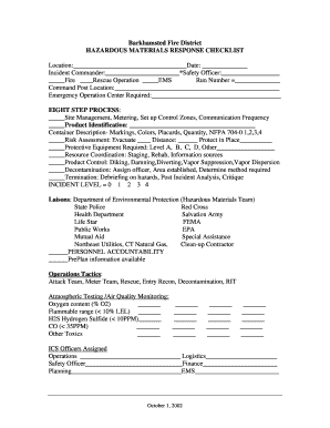 Fillable Online barkhamstedfiredistrict BFD HazMat Checklist 10-1-02 ...