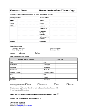Fillable Online kiedit ki Request Form Decontamination Cleansing ...