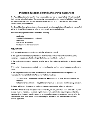 Fillable Online Pickard Educational Fund Scholarship Fact Sheet Fax ...
