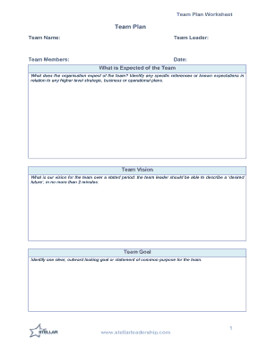 Fillable Online Team Plan Worksheet Fax Email Print - pdfFiller