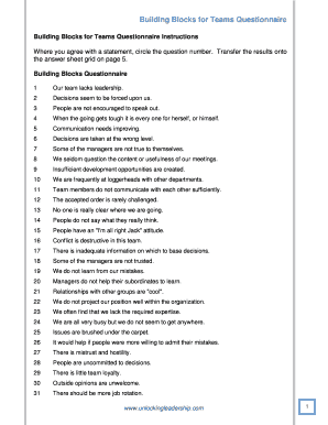 Fillable Online Building Blocks for Teams Questionnaire Fax Email Print ...