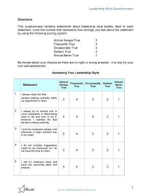 Fillable Online Leadership Style Questionnaire Fax Email Print - pdfFiller