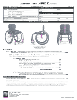 Fillable Online BAustralianb TiLite - Wicked Wheelchairs Fax Email Print - pdfFiller