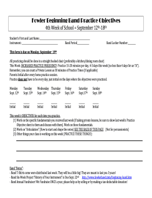Fillable Online wk 4 - Beginning Band Progress Form.docx Fax Email ...