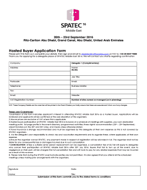 Fillable Online Hosted Buyer Application Form - SPATEC Events Fax Email Print - pdfFiller