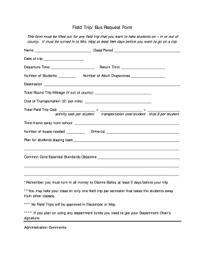 Fillable Online ashehigh ashe schoolfusion Field Trip Bus Request Form ...