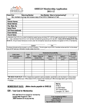 Fillable Online shieldonline SHIELD Membership Application 2011-12 Fax ...