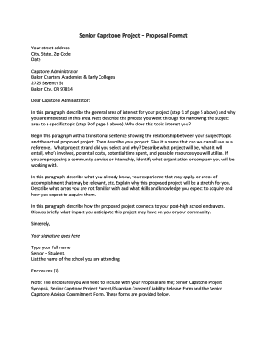 Fillable Online bakercharters Senior Capstone Project Proposal Format ...
