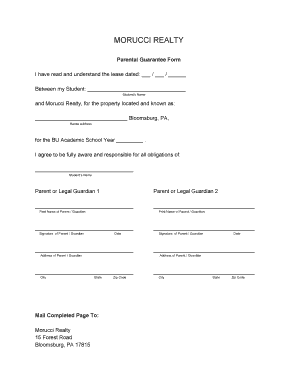 Fillable Online Download Parental Guarantee Form - Morucci Realty Fax ...