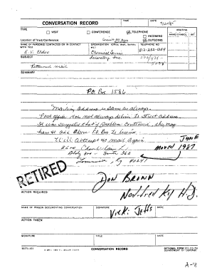 Fillable Online nrc Conversation Record. - nrc Fax Email Print - pdfFiller