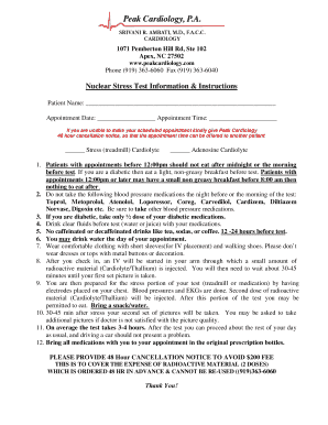 Fillable Online Nuclear Stress Test Information amp Instructions Fax ...